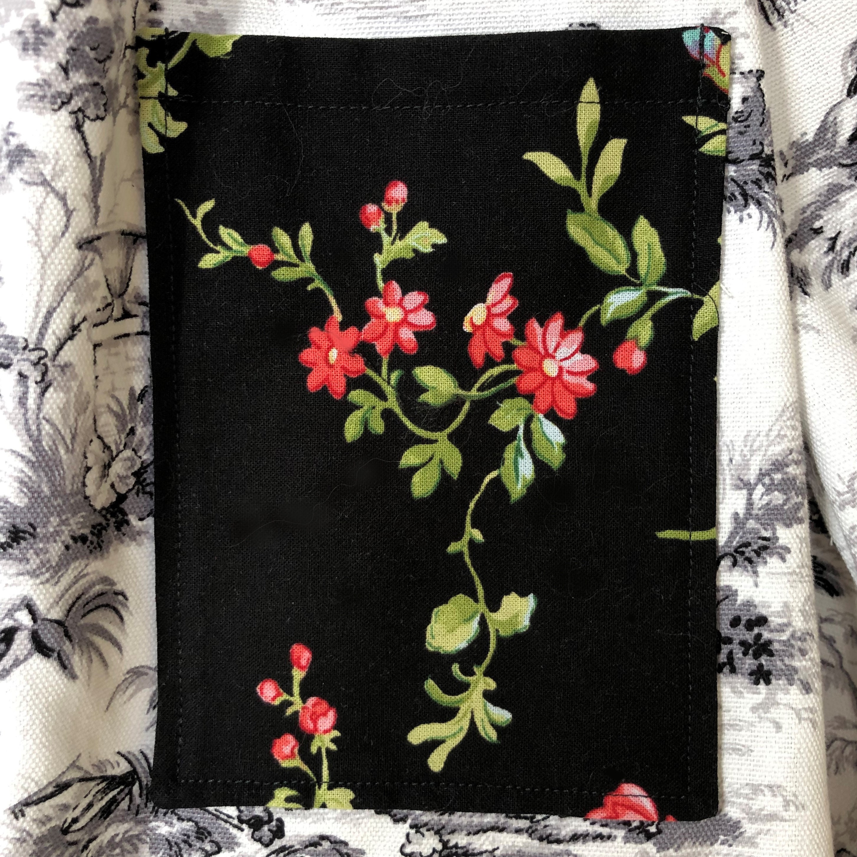 Black and White Toile Peasant Smock or Artist Smock With Contrasting ...