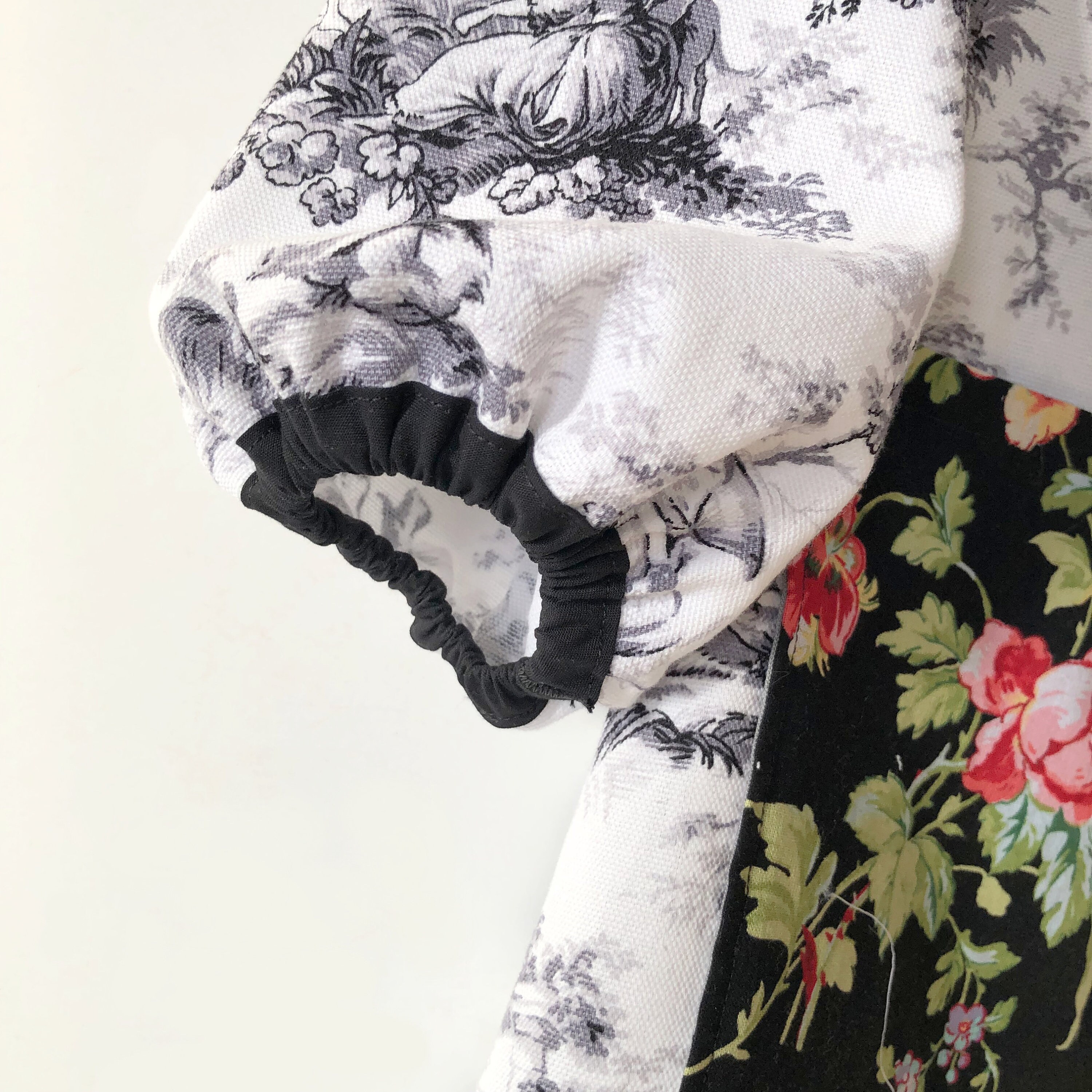 Black and White Toile Peasant Smock or Artist Smock With Contrasting ...