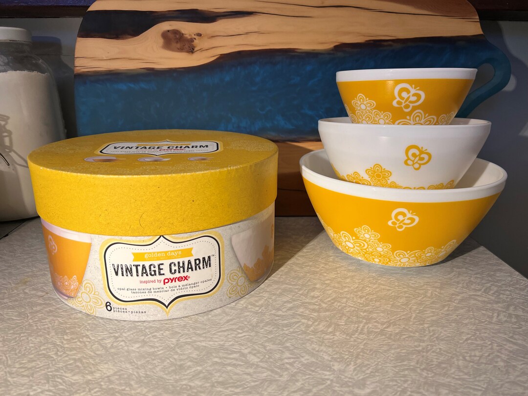 Vintage Charm Golden Days/inspired by Pyrex/opal Glass Mixing Bowls Set ...