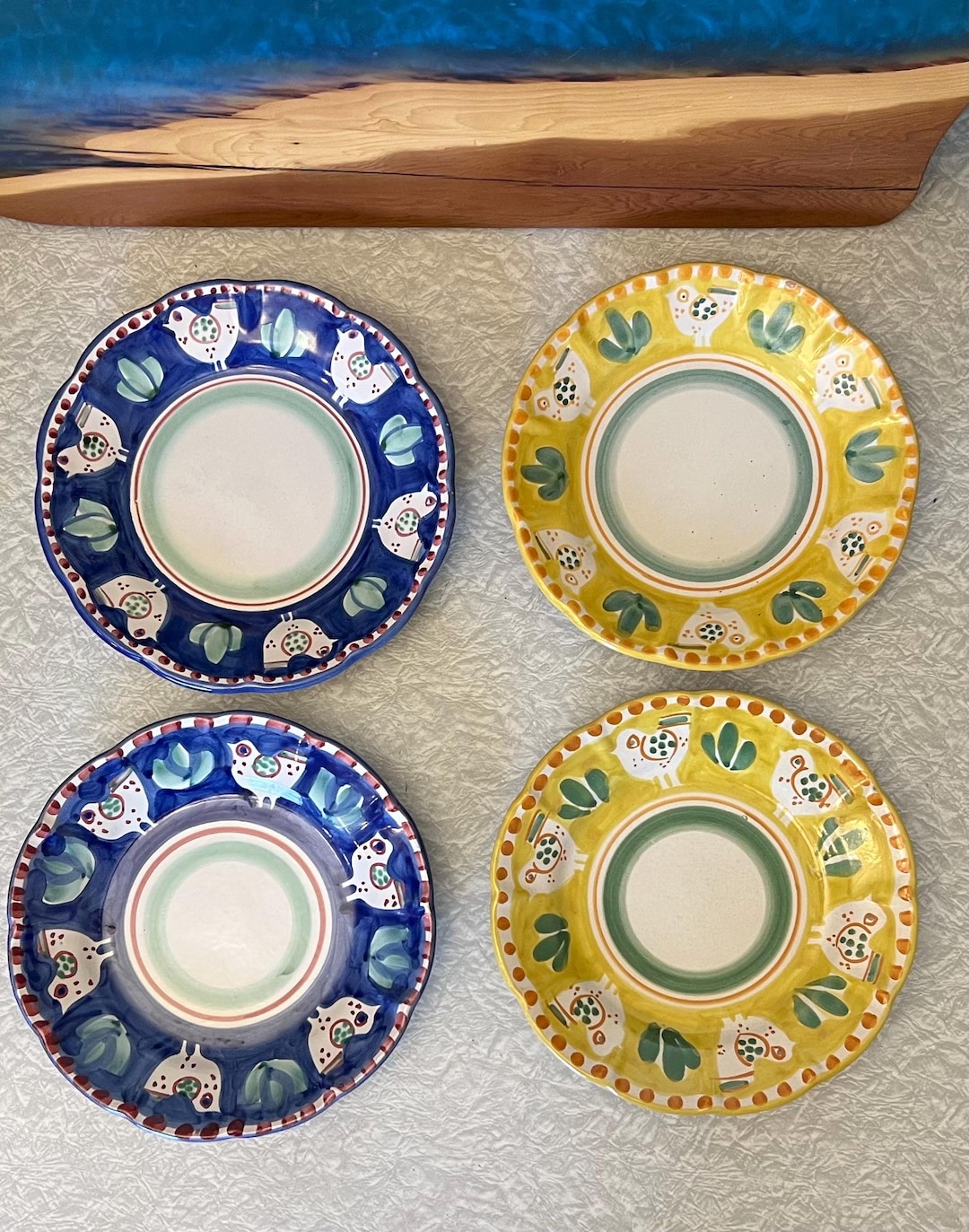 Solimene Vietri Ceramic Chicken Pattern Made in Italy/ Blue and Yellow ...