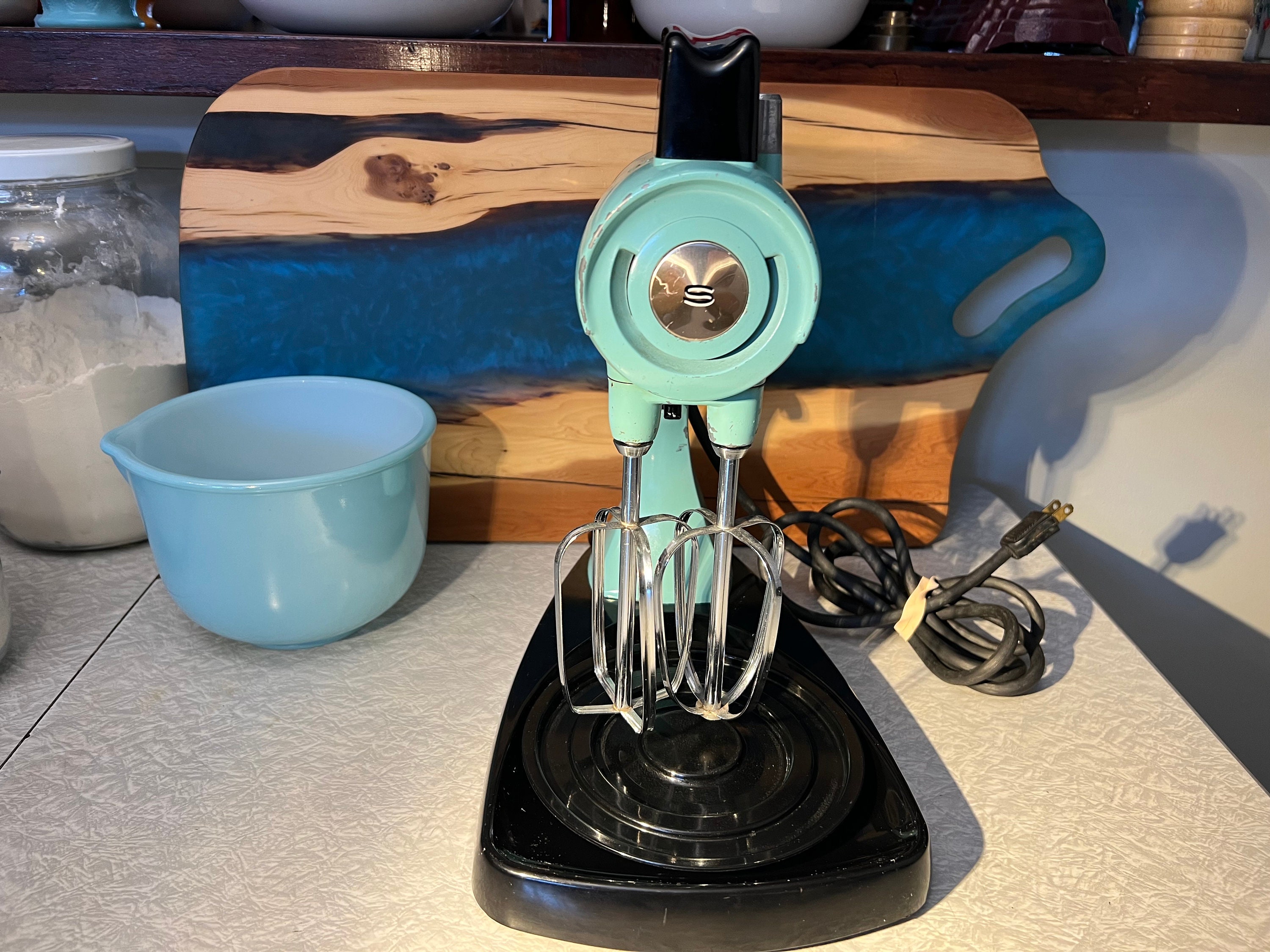 Vintage Turquoise Sunbeam Automatic Mixmaster Mixer With Original ...