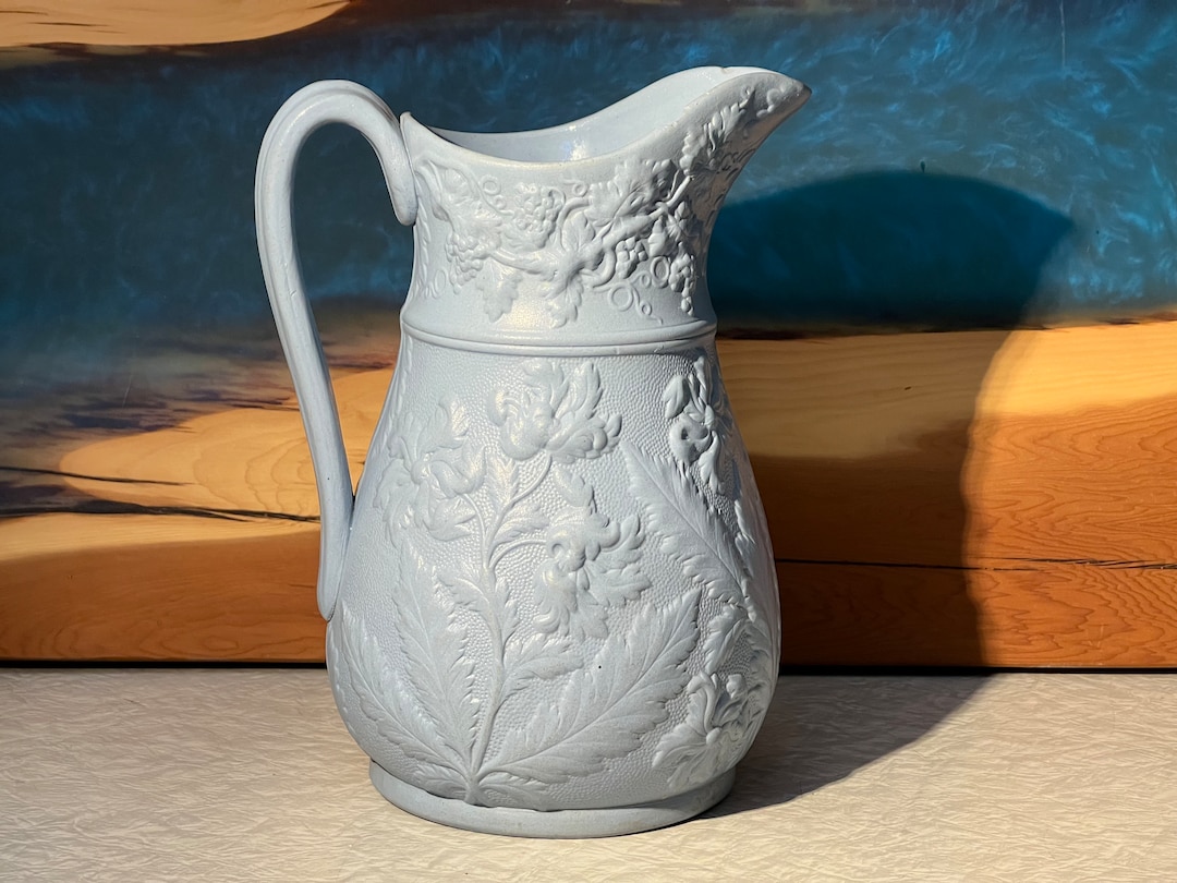 Vintage Dudson 'old New Flower' Blue Stoneware Pitcher - Etsy