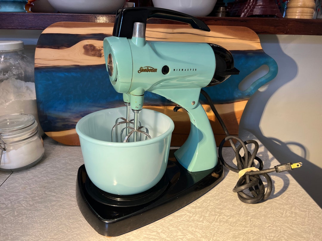 Vintage Turquoise Sunbeam Automatic Mixmaster Mixer With Original ...
