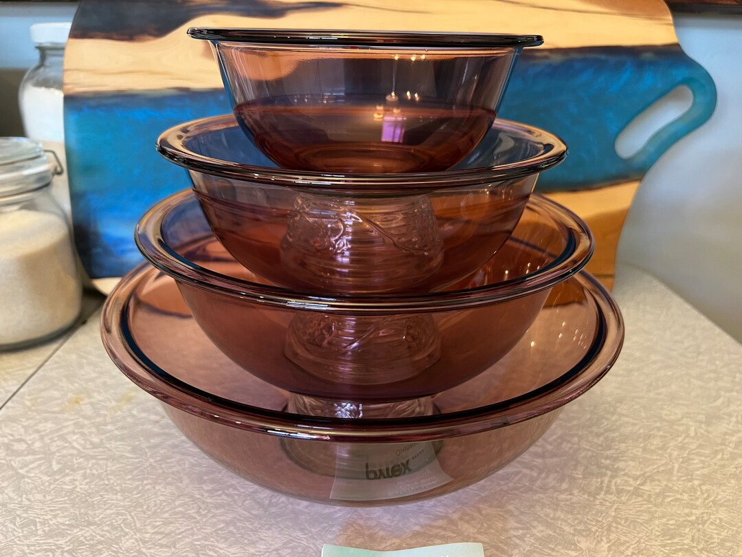 Vintage Pyrex Creations Designs/ Cranberry/ Clear Glass/ovenware/ 4 ...