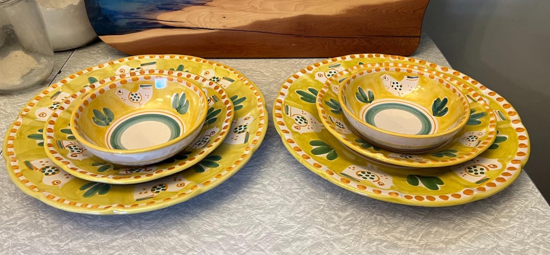 Solimene Vietri Ceramic Chicken Pattern Made in Italy/ Yellow & Green ...