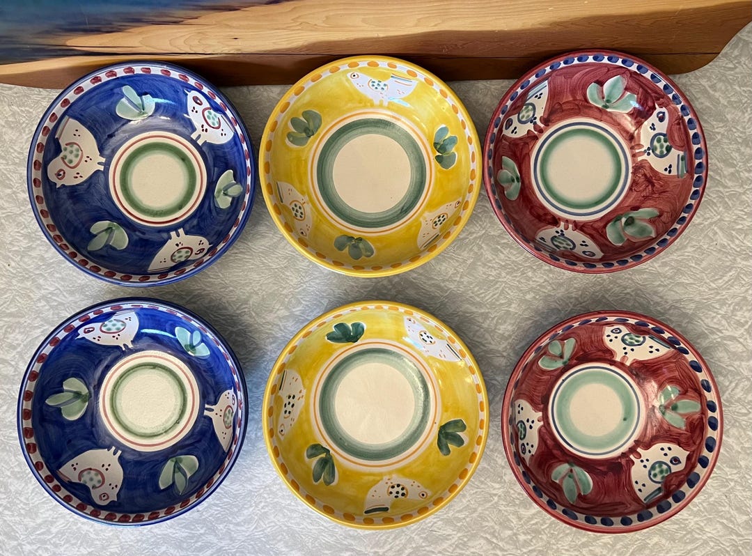 Solimene Vietri Ceramic Chicken Pattern Made in Italy/ 5 1/2” Dessert ...