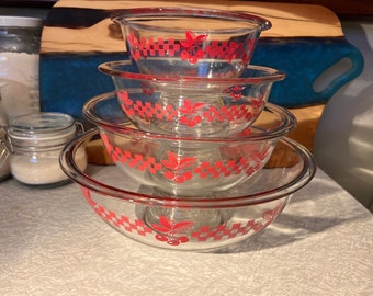 Pyrex Cherry Mixing Bowls - Etsy