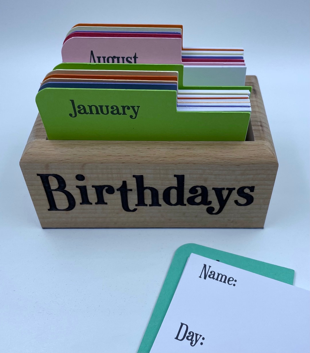 Handmade Wooden Birthday Reminder Box With Cards – Eco-friendly ...