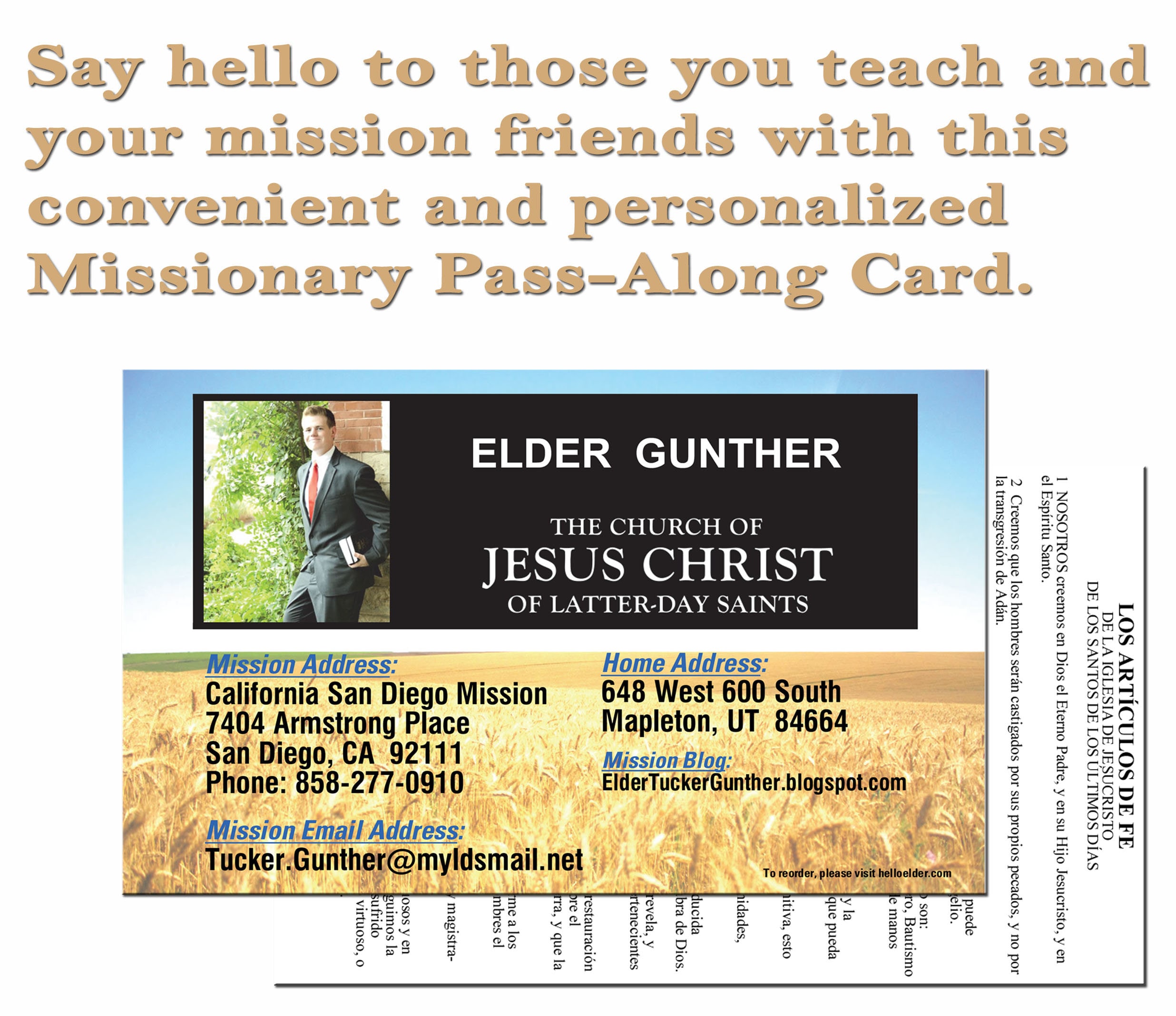 50 Personalized Missionary Cards With Photo - Includes FREE Shipping ...