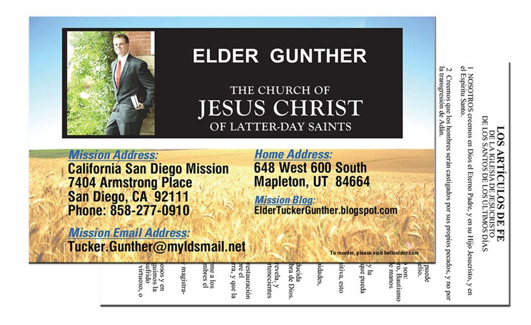 50 Personalized Missionary Cards With Photo - Includes FREE Shipping ...