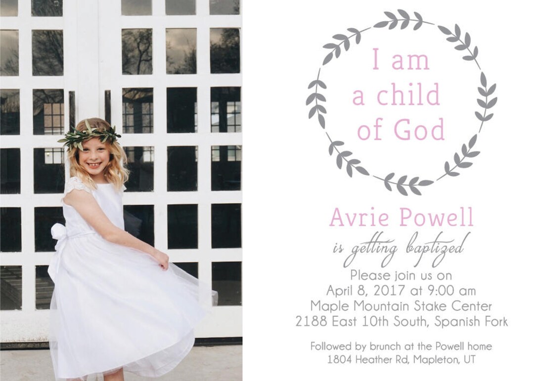 LDS Baptism Invitation, Baptism Announcement, FREE Shipping! - Etsy