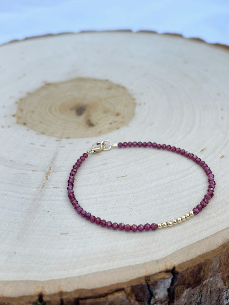 Garnet Bracelet // January Birthstone // Red Garnet // - Etsy