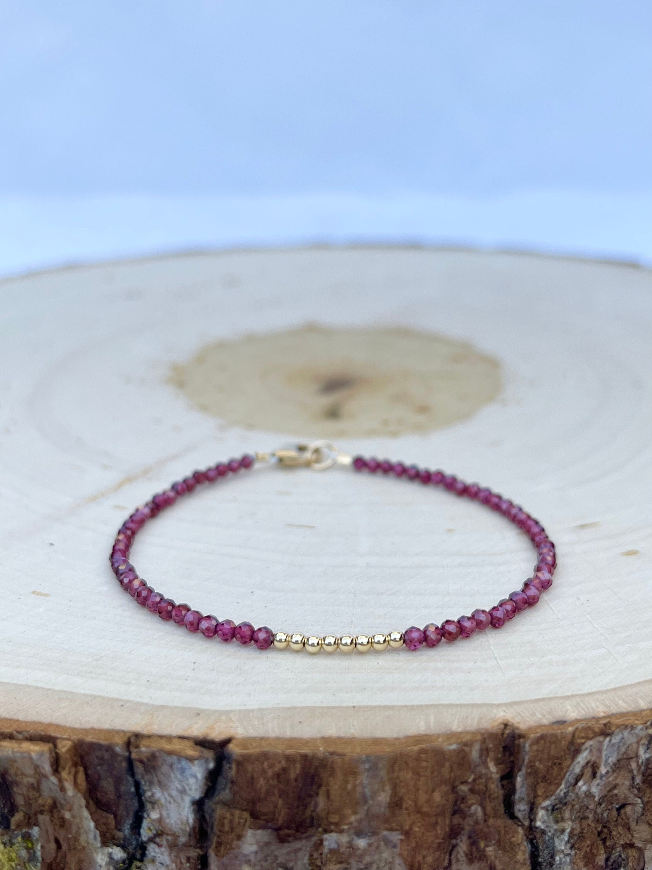 Garnet Bracelet // January Birthstone // Red Garnet // - Etsy