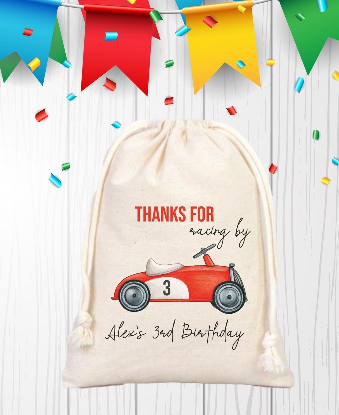 Race Car Birthday Favor Bag, Birthday Party Gift Bag, Customized ...