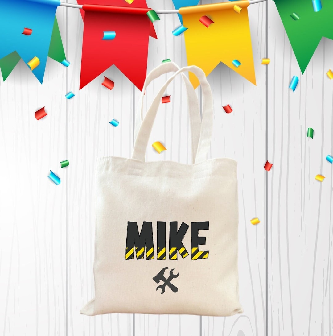 Construction Treat Bags, Construction Party Mini Tote Bags, First ...
