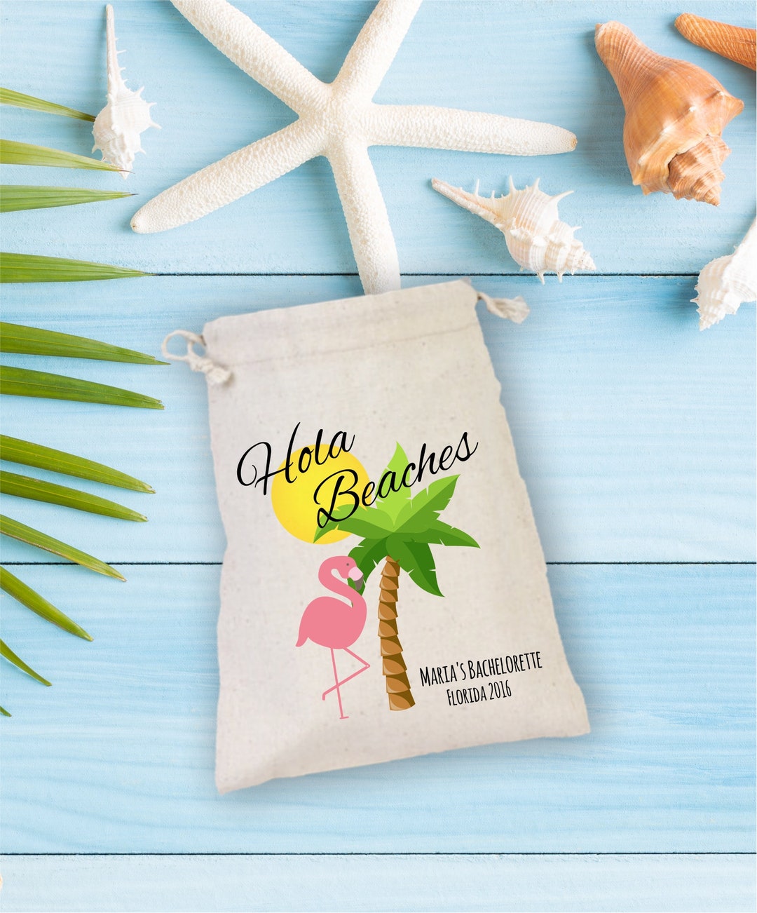 Hola Beaches Drawstring Bag, Miami Wedding Welcome Gift Bags ...
