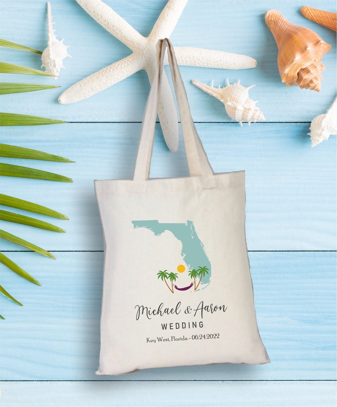 Key West Florida Destination Wedding Map, Welcome Tote Bag, Florida ...