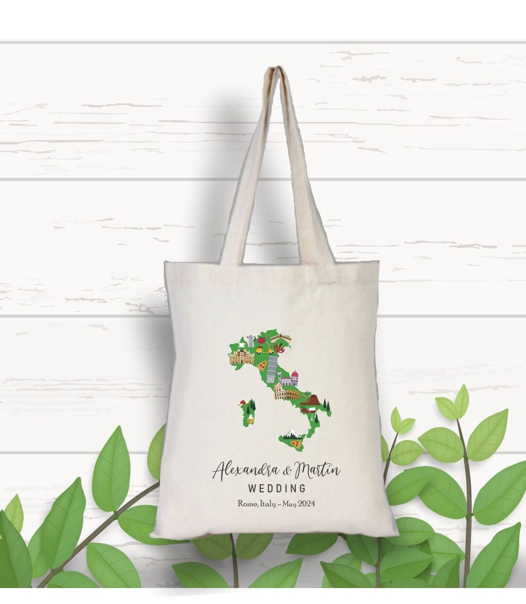 Italy Map Wedding Welcome Tote Bag, Italy Bachelorette Party Tote ...
