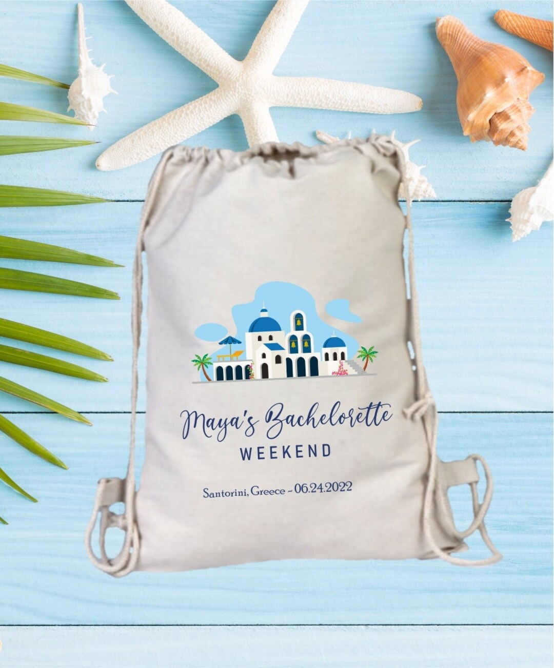 Santorini Wedding Gift Bag, Greece Bachelorette Backpack, Wedding Part ...