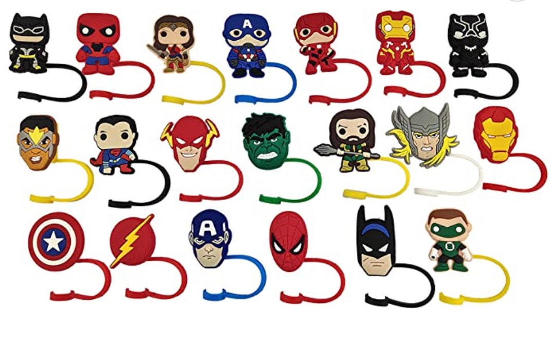 Superhero Comic Straw Topper, Starbucks Straw Topper, Reusable Straw ...