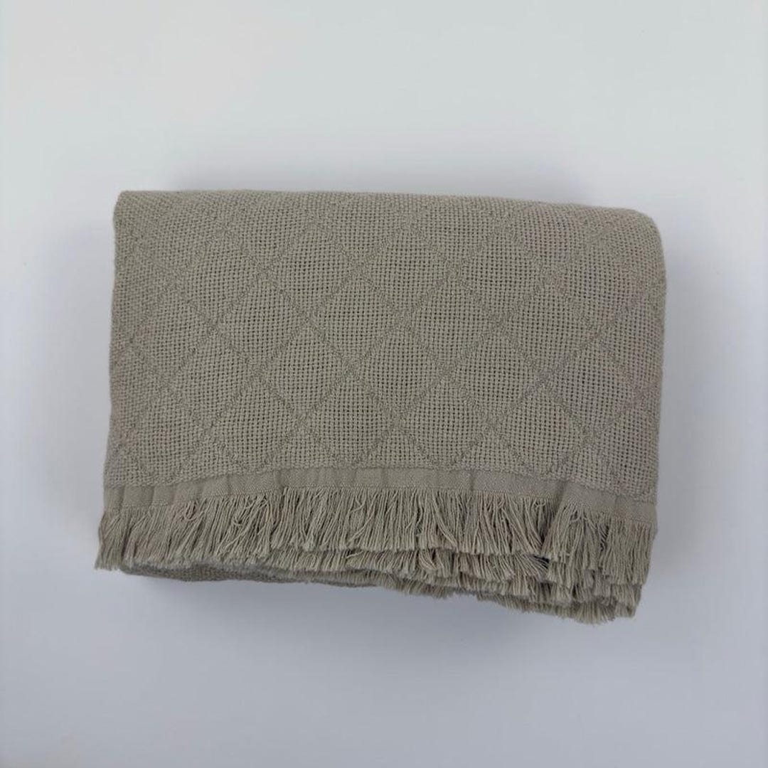 Diamond-weave Turkish Cotton Throw Blanket: Cozy Fall Home Decor - Etsy