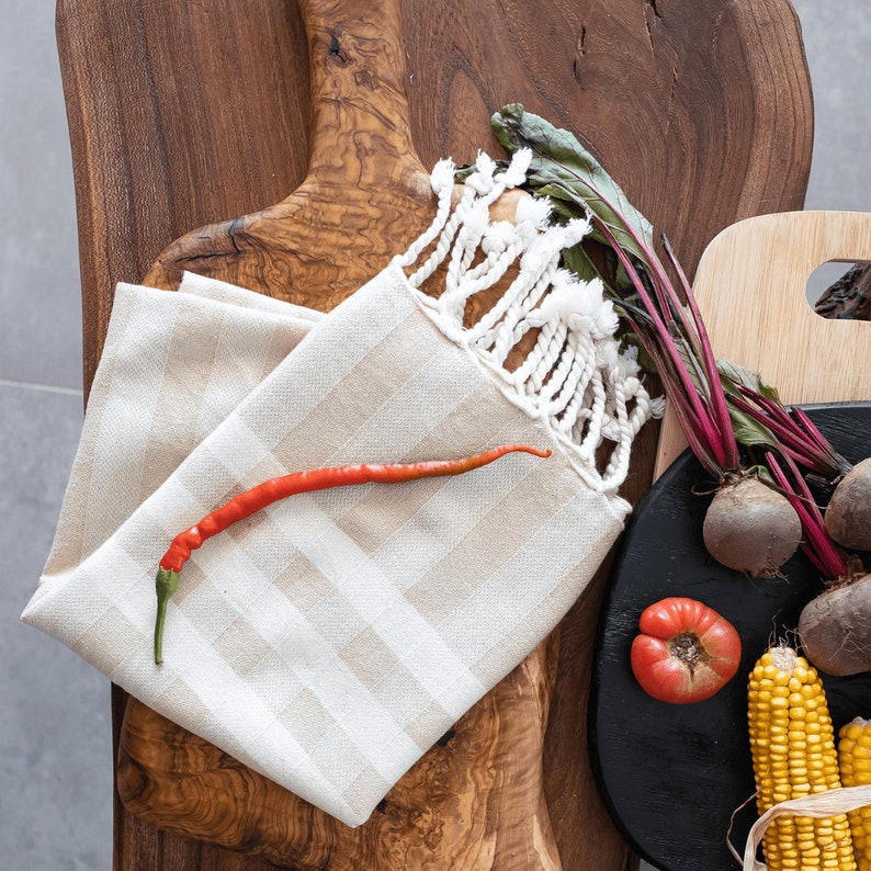 Kubra Turkish Cotton Striped Hand & Kitchen Towel With Tassels - Etsy