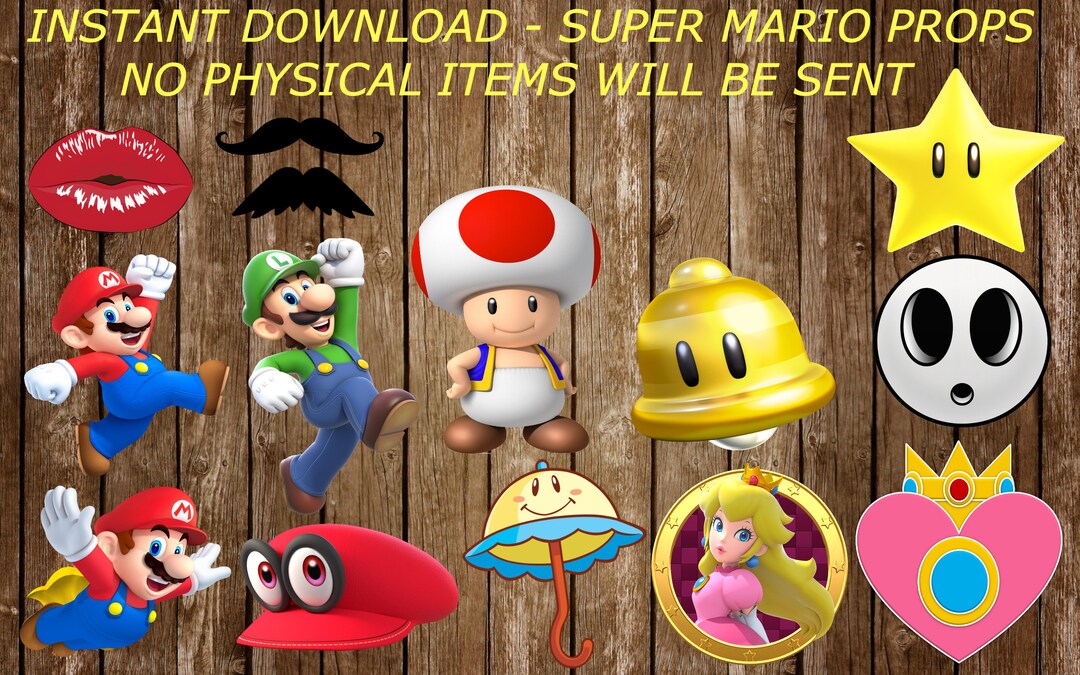 Super Mario Printable Photo Booth Props, Super Mario Instant Download ...