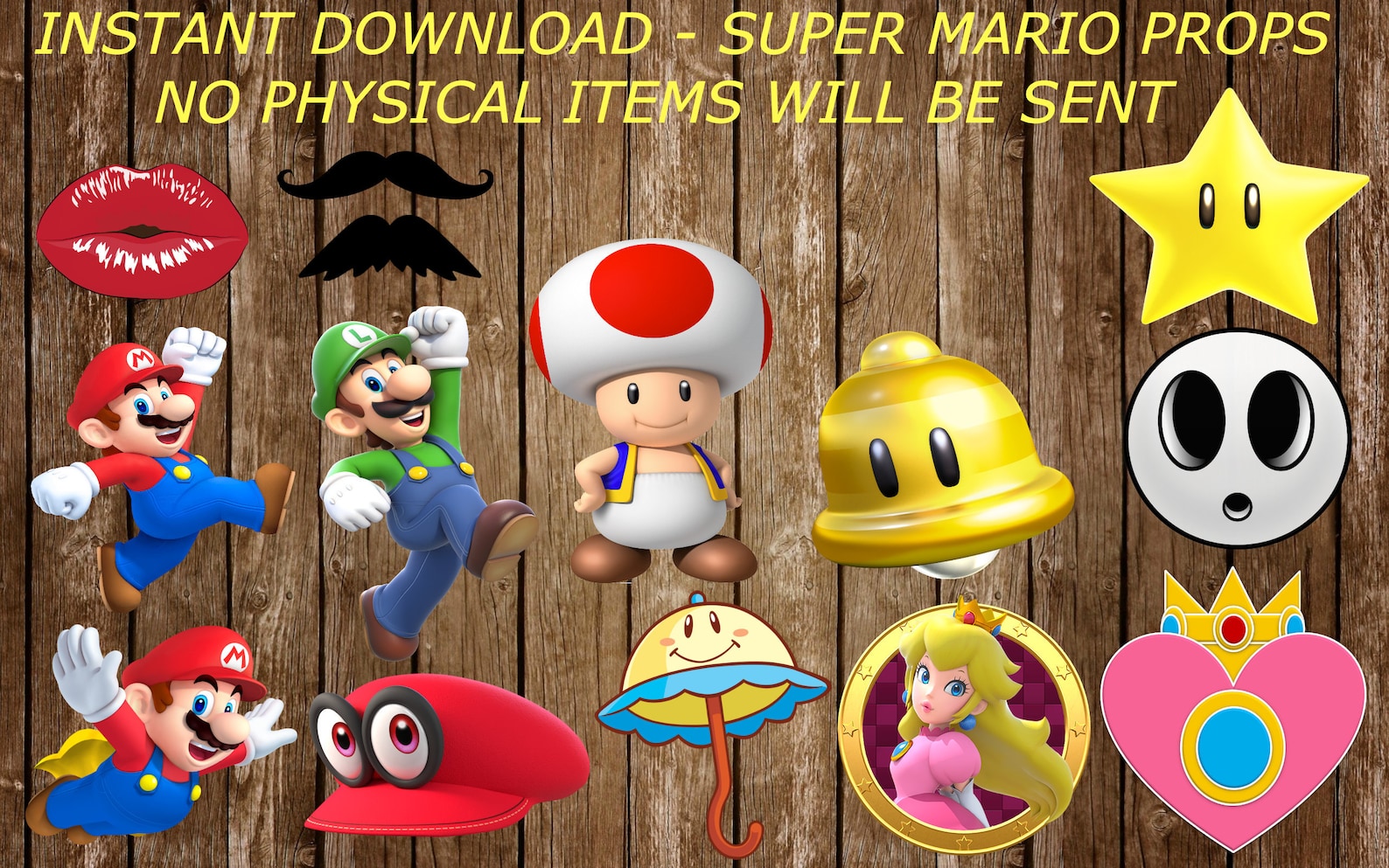 Super Mario Printable Photo Booth Props, Super Mario Instant Download ...