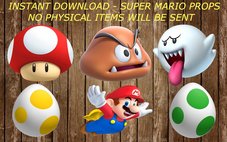 Super Mario Printable Photo Booth Props, Super Mario Instant Download ...