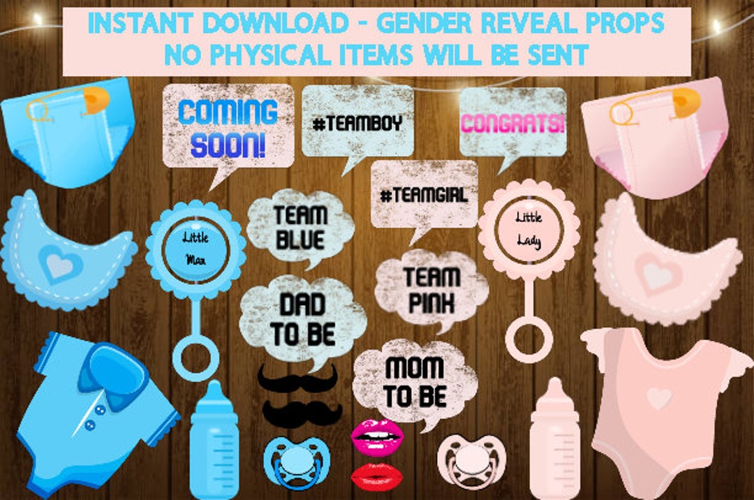 Gender Reveal Printable Photo Booth Props, Gender Reveal Instant ...