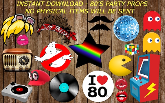80's Party Printable Photo Booth Props 80's Party | Etsy Australia