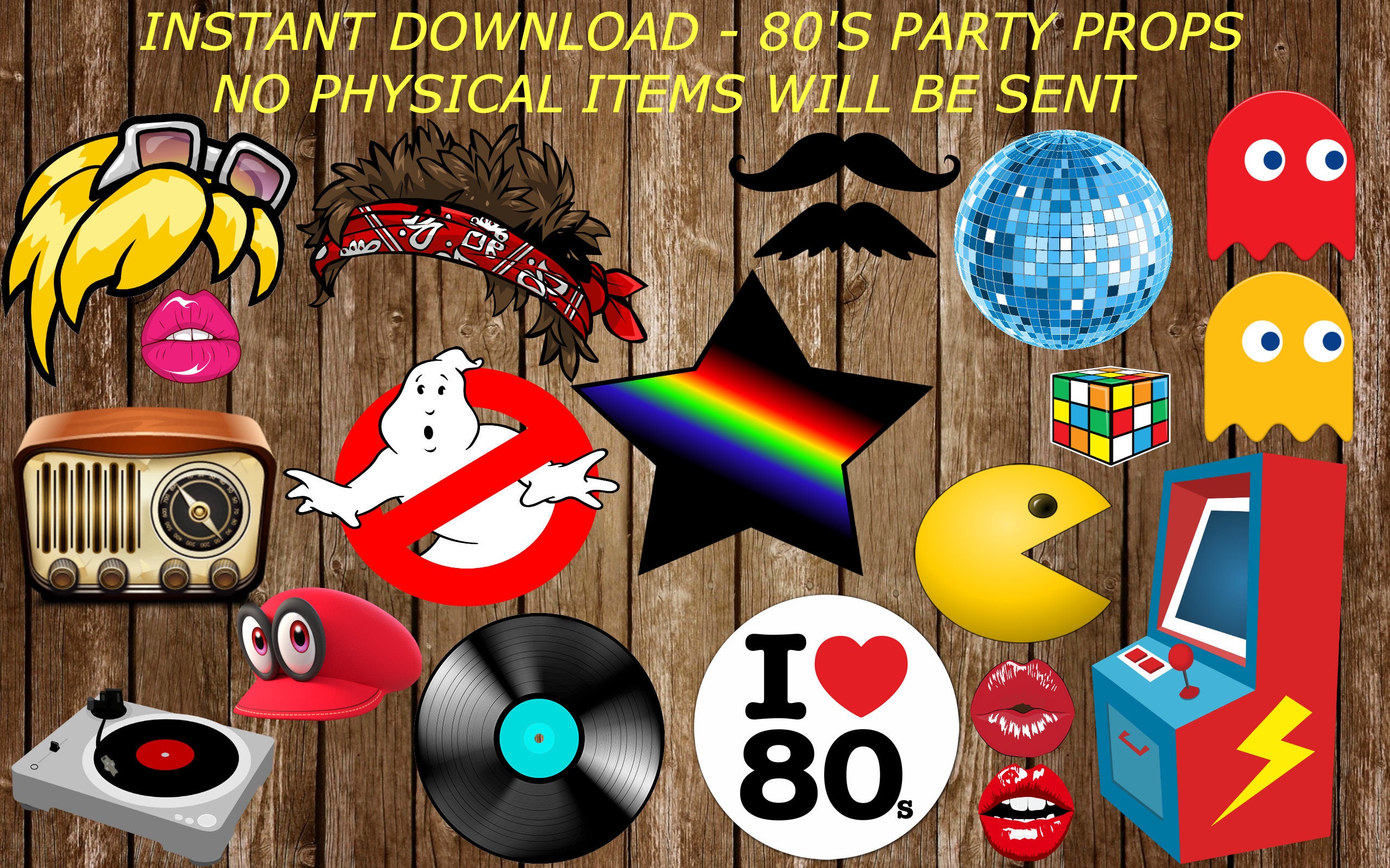 80's Party Printable Photo Booth Props, 80's Party Props Instant ...