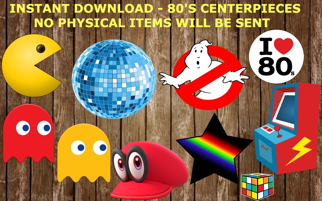 80's Party Printable Centerpiece Cutouts, 80's Party Instant Download ...