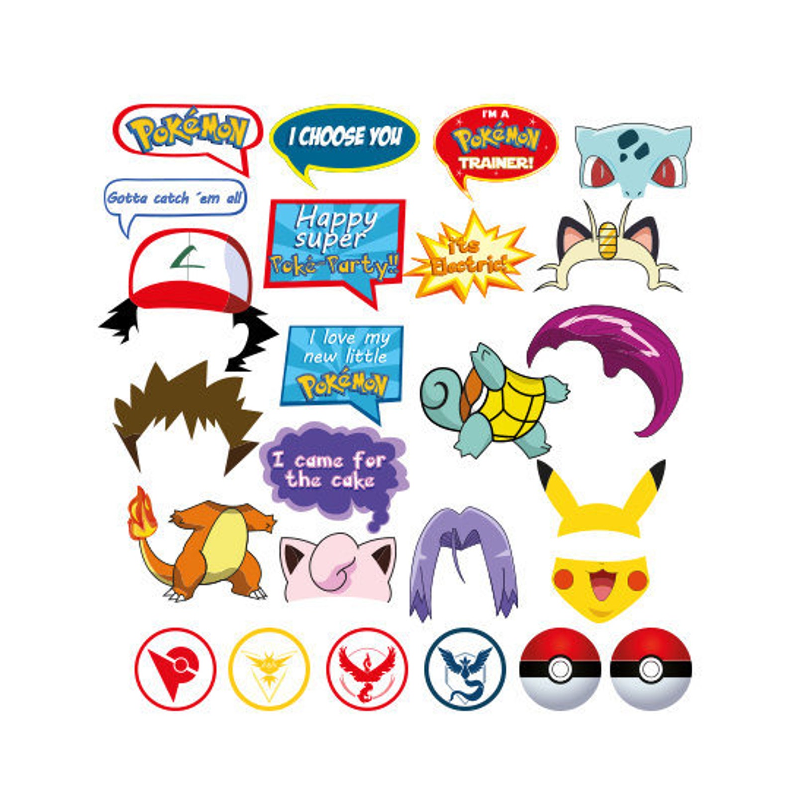 Pokemon Photo Booth Props, Pokemon Party, Pokemon Photo Booth Set ...