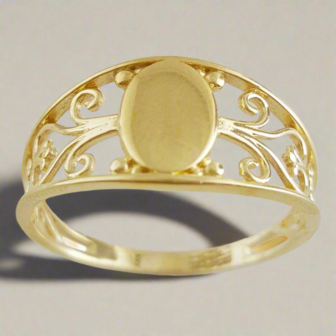Custom Filigree Signet Ring – Made to Order in Solid Gold 10k, 14k, 18k ...