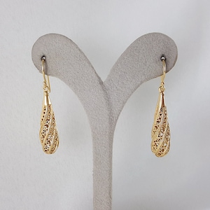 Aesthetic Gold Filigree Nightangale Lace Teardrop Dangle Earrings . Bohemian Jewelry . Unique ...