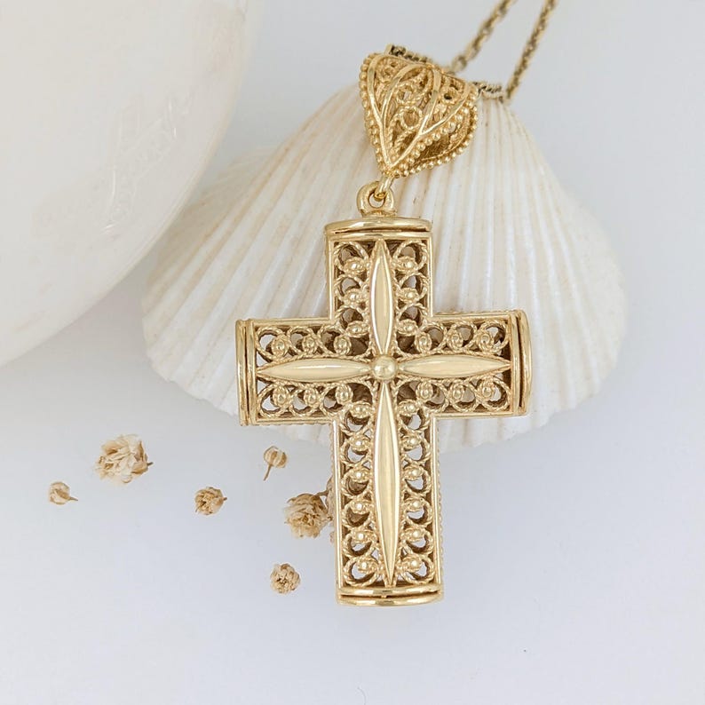 Reversible Scrollwork Cross Pendant With Dual Motif Design - Etsy Australia