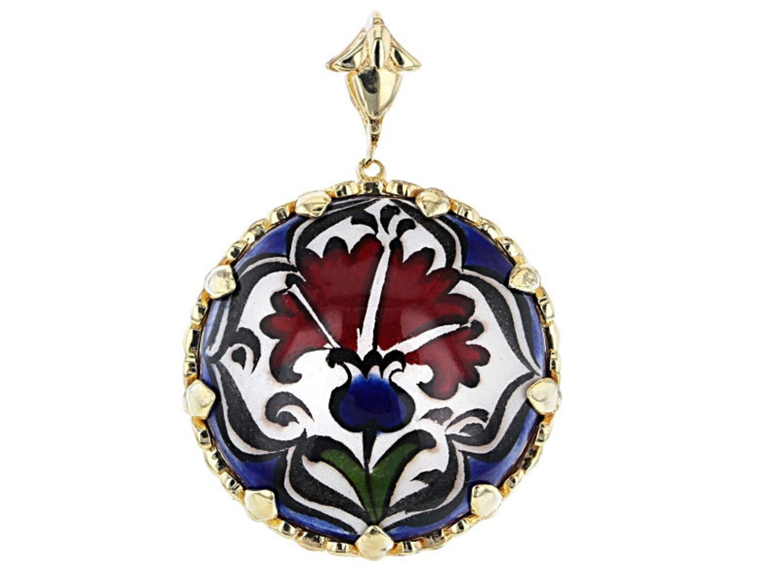 Mesmerizing Hand Painted Ceramic Pendant, Carnation Pattern, Ceramic ...