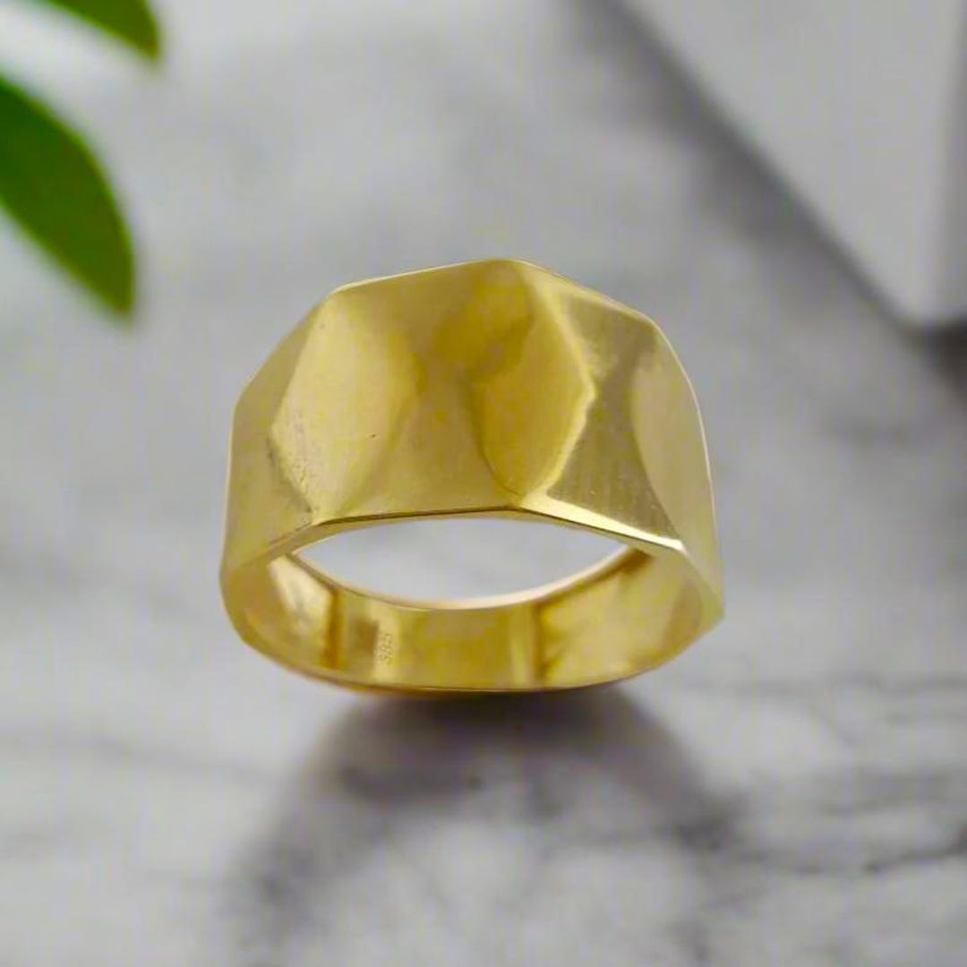 Gold Facetted High Polish Ring – 10k, 14k, 18k Gold Options - Etsy