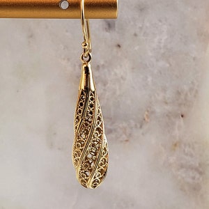 Aesthetic Gold Filigree Nightangale Lace Teardrop Dangle Earrings . Bohemian Jewelry . Unique ...