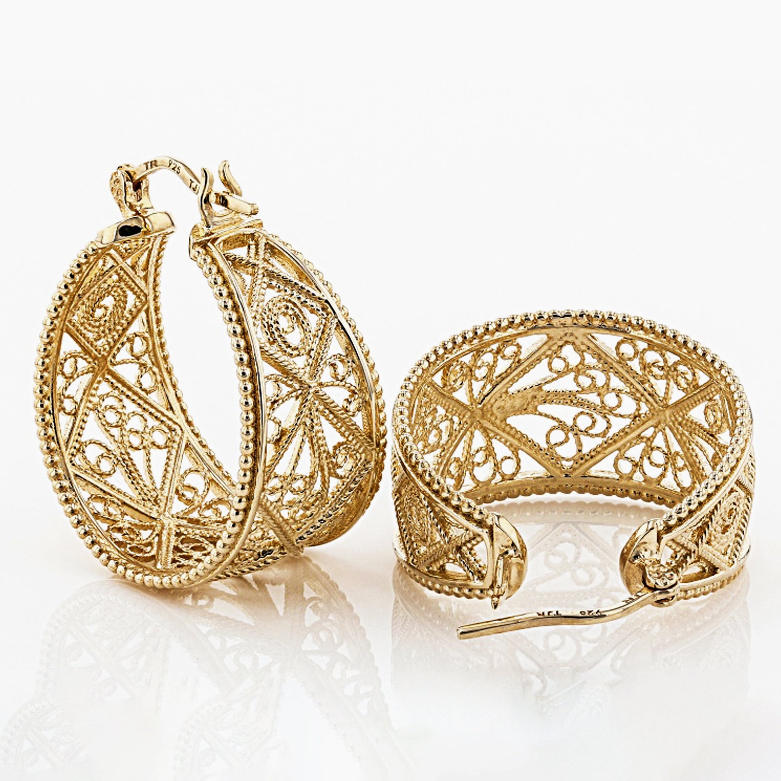Stunning 18k Gold Filigree Hoops Gold Filigree Earrings - Etsy