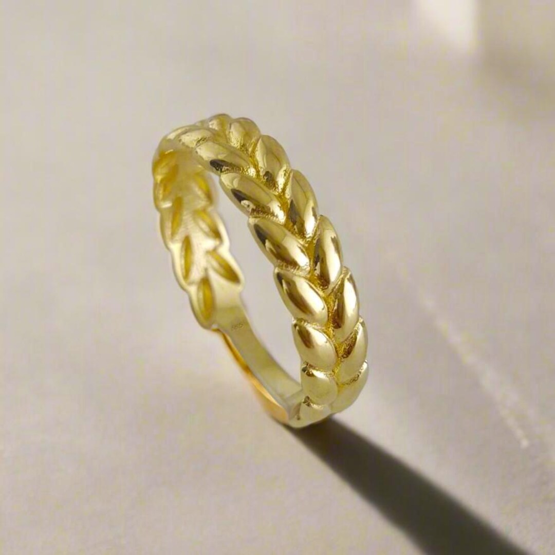 Gold Leaf Pattern Ring – Available in 10k, 14k, and 18k Gold - Etsy