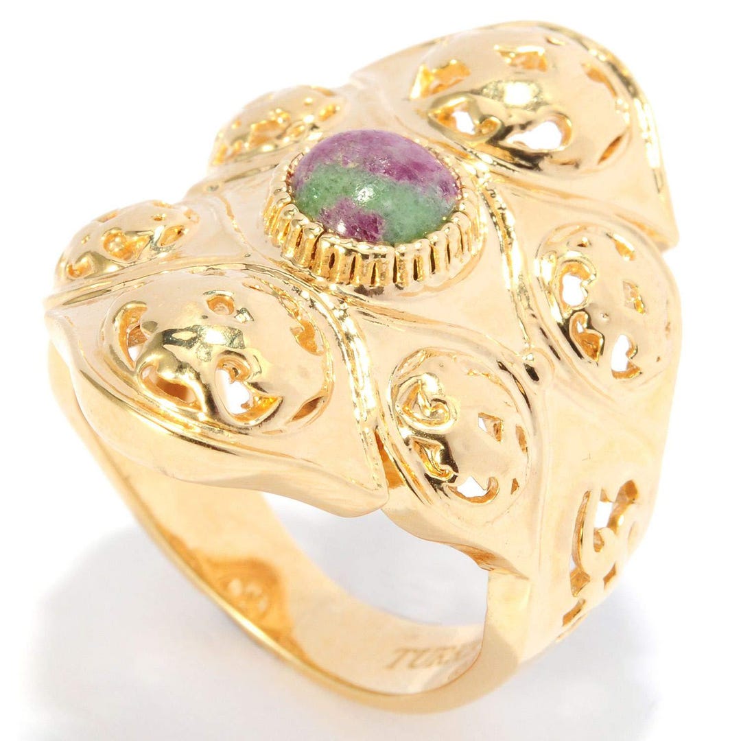 Topkapi Palace-inspired Ring With Ruby Zoisite Amethyst 18K Gold Plated ...