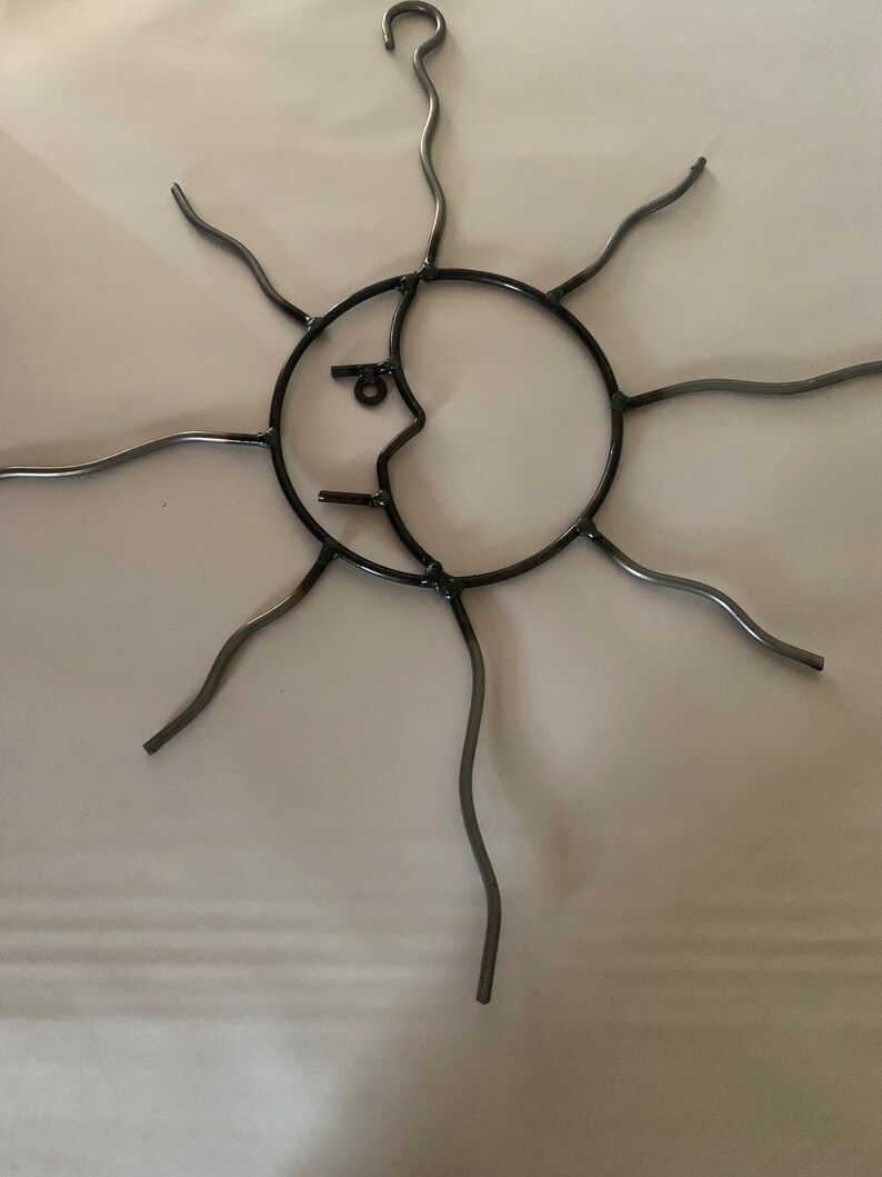 Sun Moon Metal Sculpture W/hookmetal Garden Artsun - Etsy
