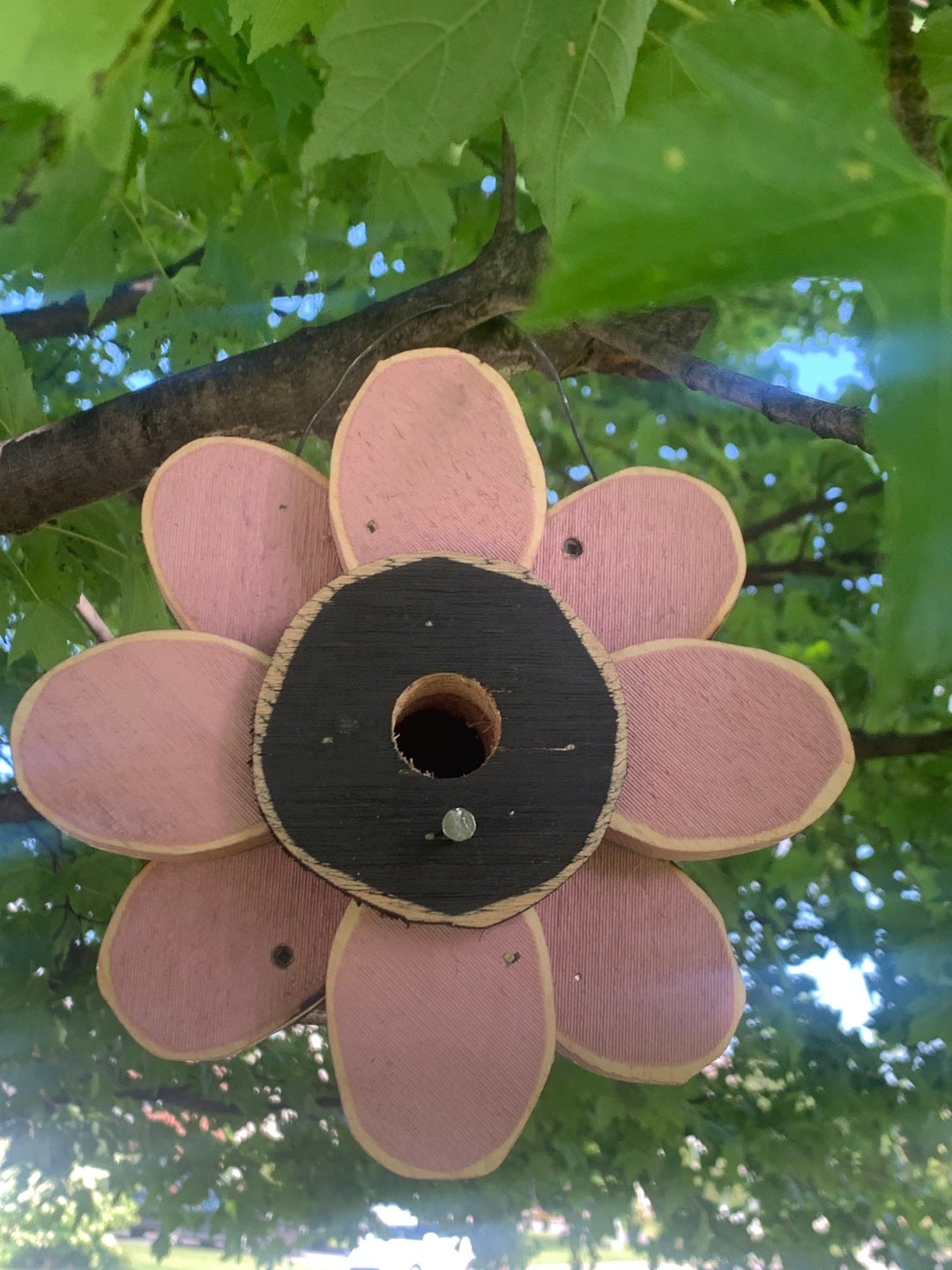 Wooden Flower Rustic Birdhouse, Pink Daisy,birdhouse, Amish Handmade ...