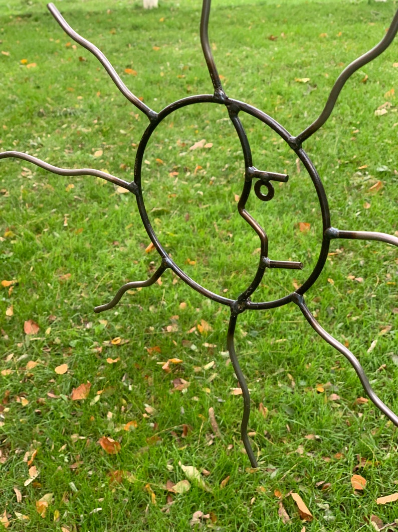 Sun Moon Metal Sculpture W/hookmetal Garden Artsun - Etsy