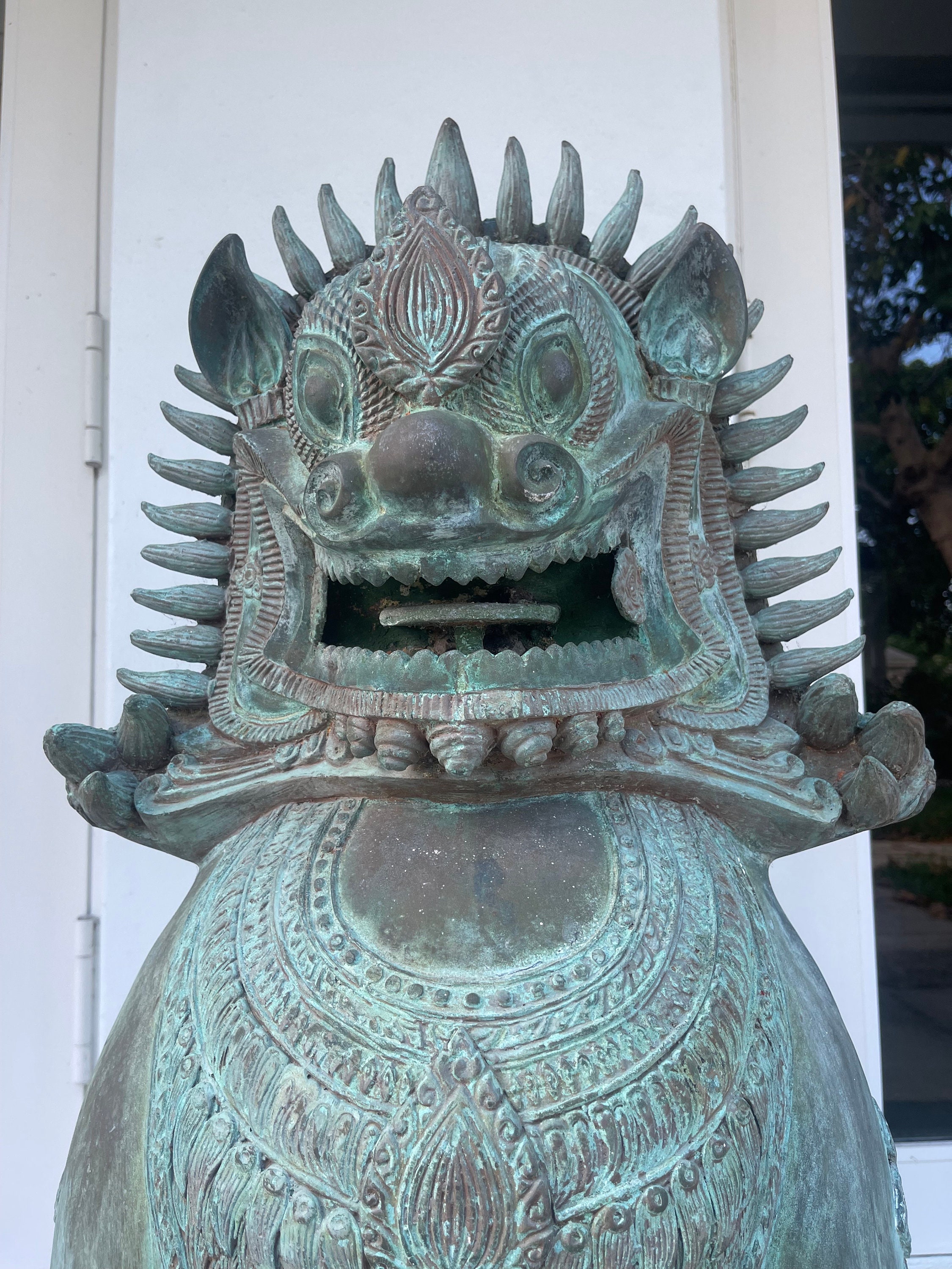 Vintage Bronze Temple Foo Dog Statues - Etsy