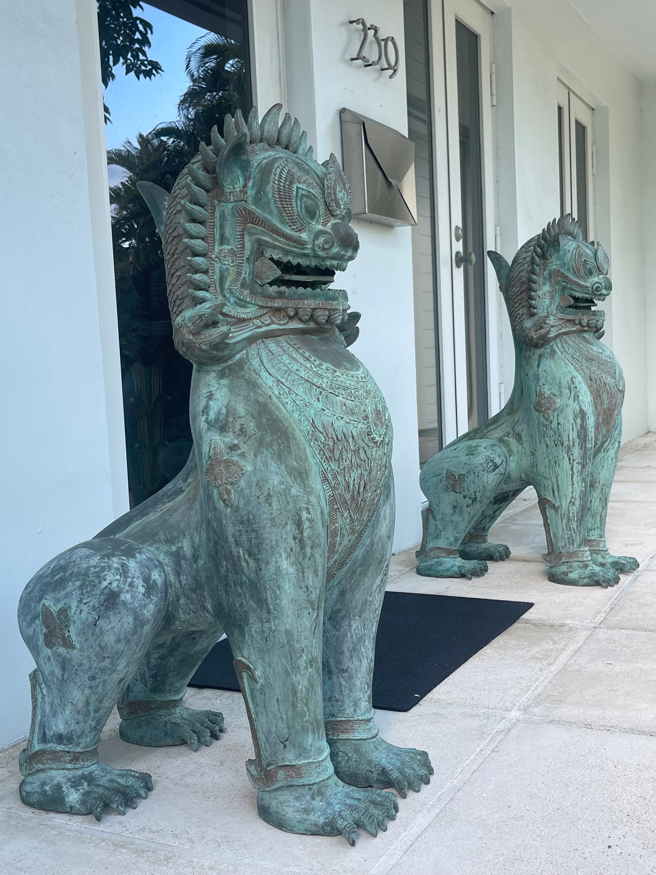 Vintage Bronze Temple Foo Dog Statues - Etsy