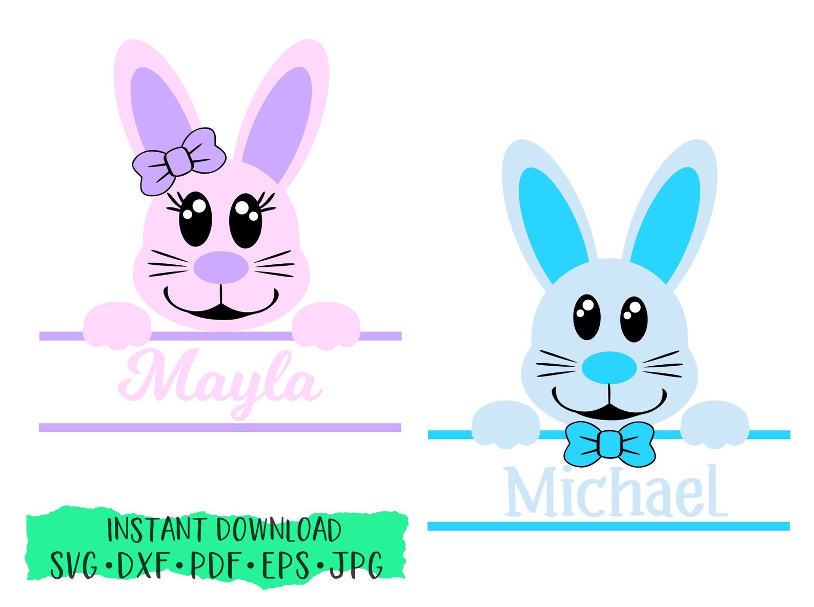 Easter Bunny SVG Bunny Split Monogram Easter Basket Decal - Etsy