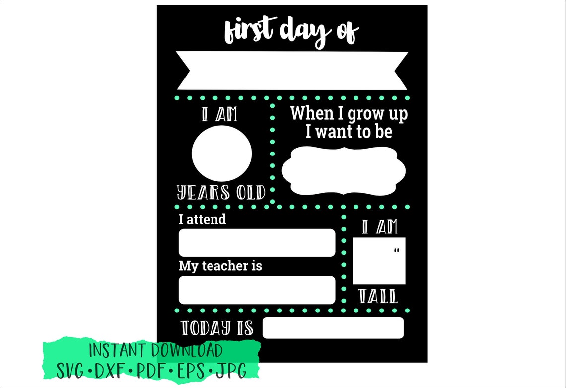 First Day of School Sign, First Day Board, Svg, Cut File, Silhouette ...